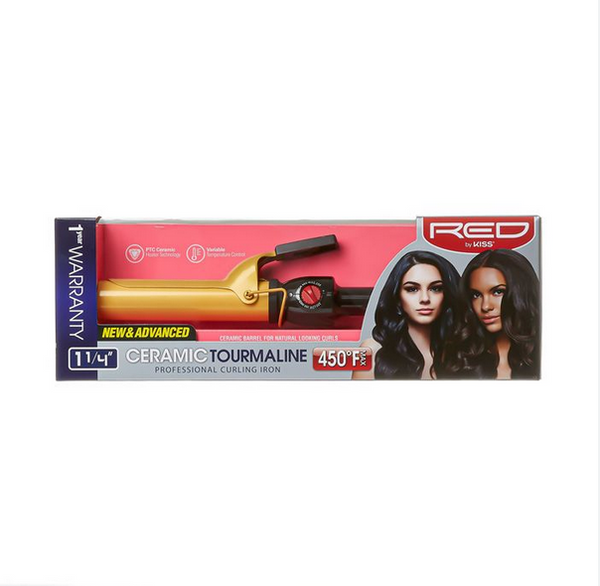 RED CERAMIC TOURMALINE CURLING IRON 1 1/4" | Textured Tech