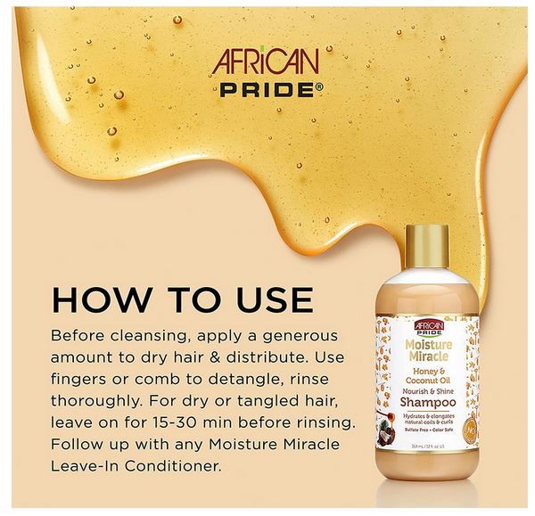 AFRICAN PRIDE MOISTURE MIRACLE SHAMPOO 12 OZ– Textured Tech